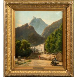 948-ALFRED GODCHAUX (1835-1895) Balneario Óleo sobre lienzo. Medidas ...