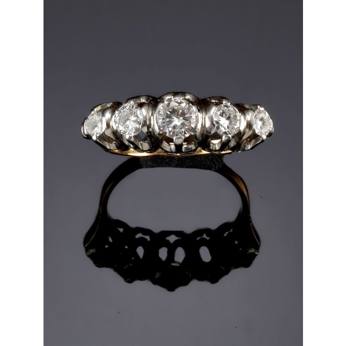 735-ELEGANTE CINQUILLO ANTIGUO DE DIAMANTES que suman un total de 1.20 ...