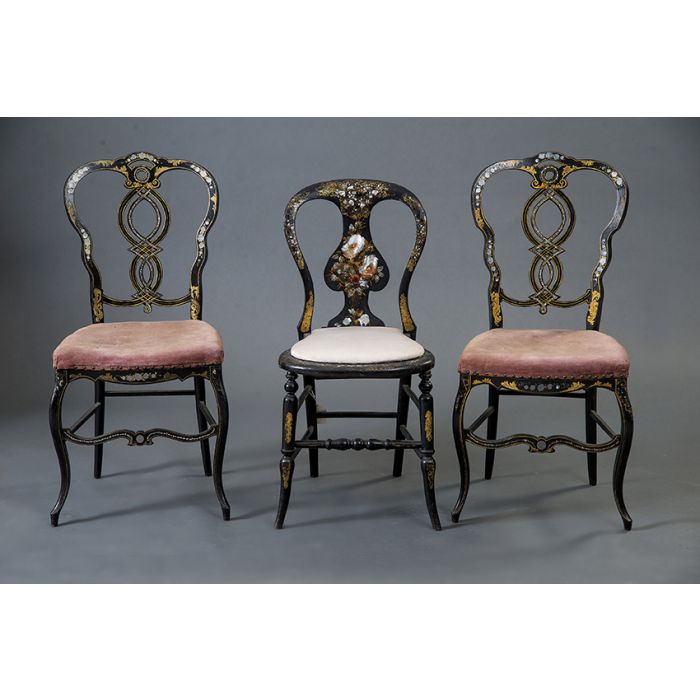 1091-Lote de tres sillas isabelinas. dos de ellas pareja. S. XIX. en ...
