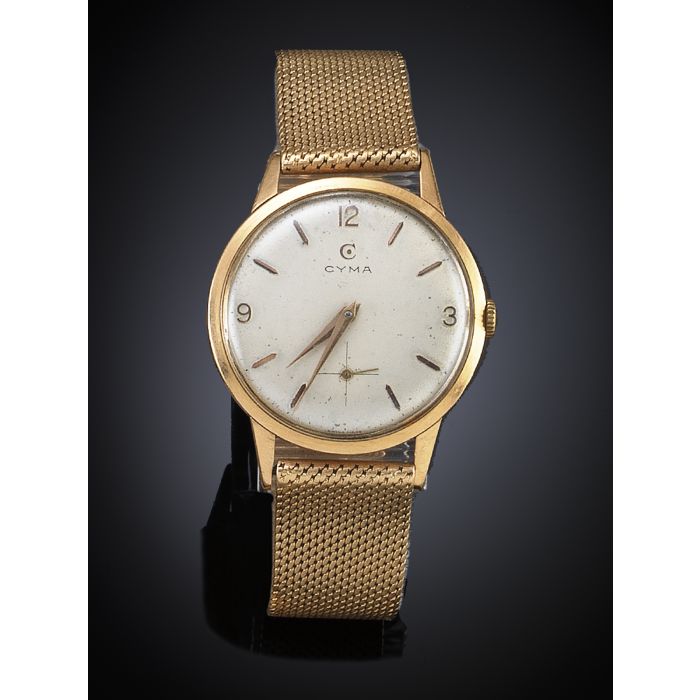 827-CYMA RELOJ DE PULSERA DE CABALLERO CIRCA 1950 EN ORO ROSA 18K ...