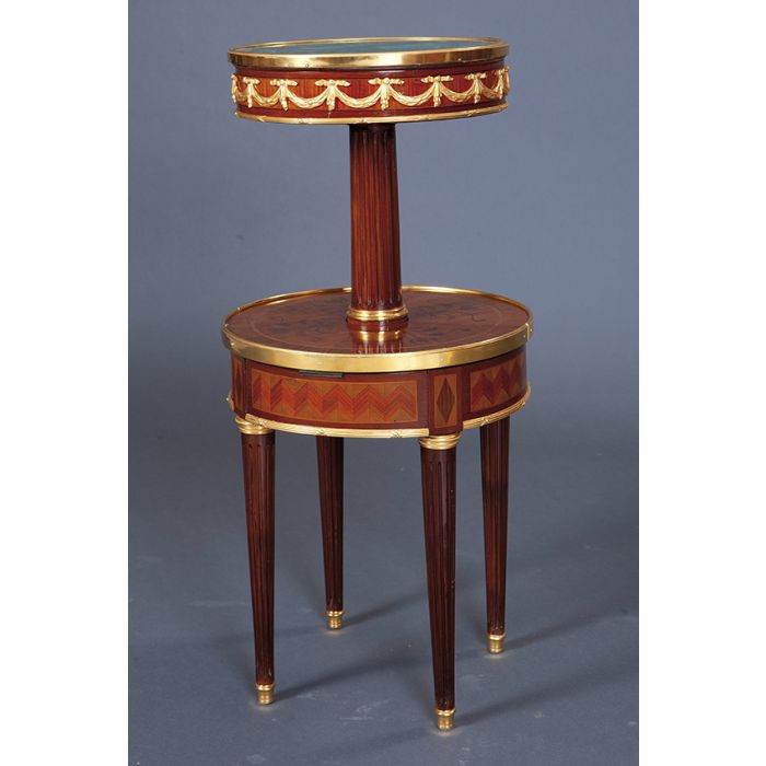 893-Exquisito gueridon para caviar en madera de palo de rosa y palo de ...