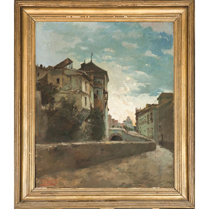 2385-RAIMON SUNYER (1957) Calle de pueblo Óleo sobre lienzo. Firmado ...