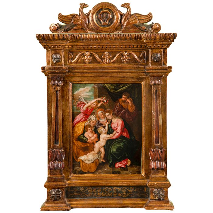 569-CÍRCULO DE JOOS VAN CLEVE Sagrada Familia con Santa Isabel y san ...