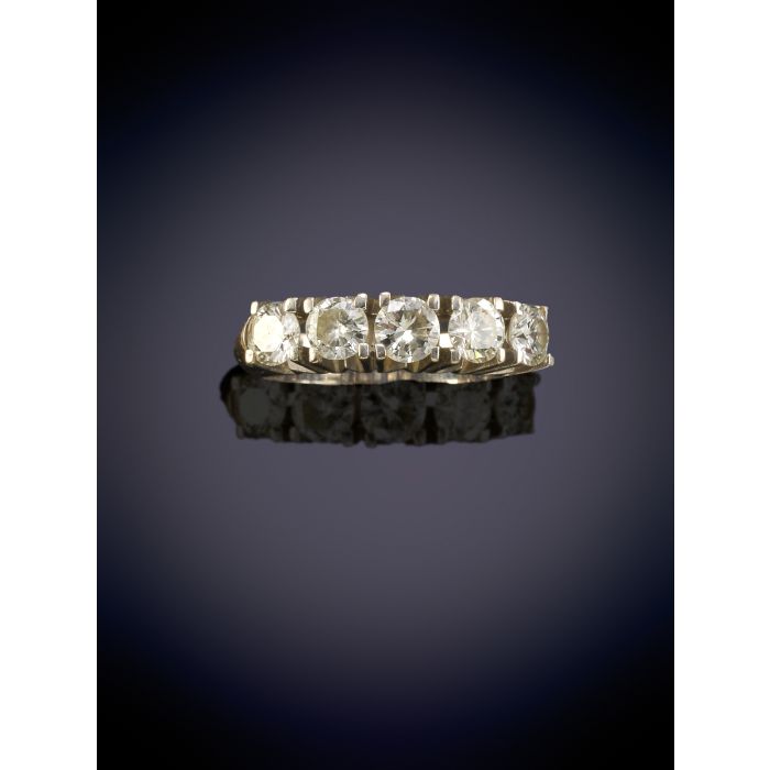 362-CLÁSICO CINQUILLO DE BRILLANTES SOBRE UNA MONTURA DE ORO BLANCO DE ...