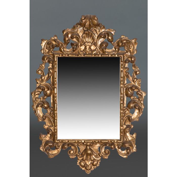 2199-Espejo estilo rococó en madera tallada y dorada con decoración de ...