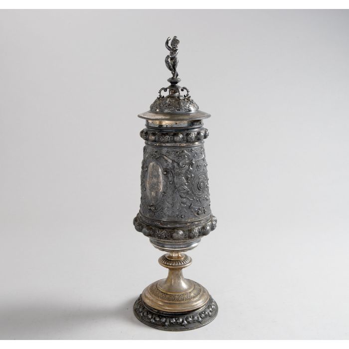 2201-Hanap de estilo manierista en plateado, de finales del S. XIX ...