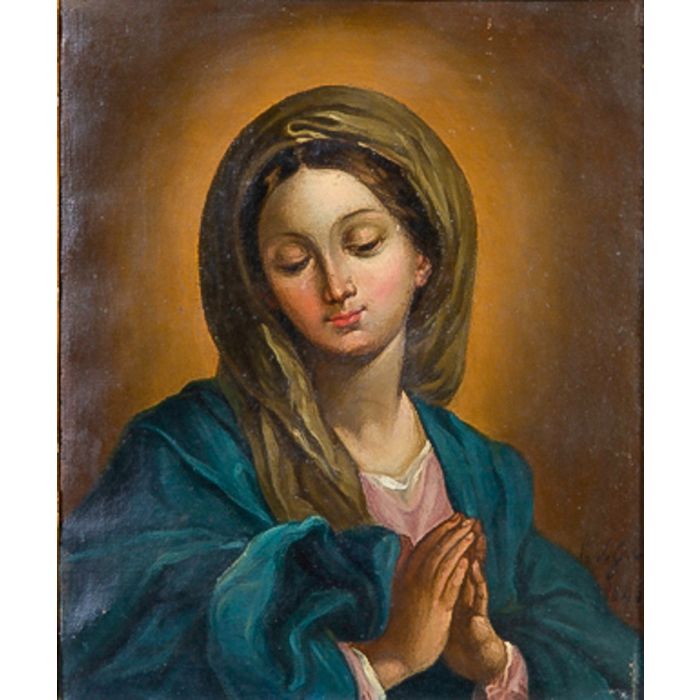 2282-ESCUELA ITALIANA S.XIX Virgen María orante Óleo sobre lienzo ...