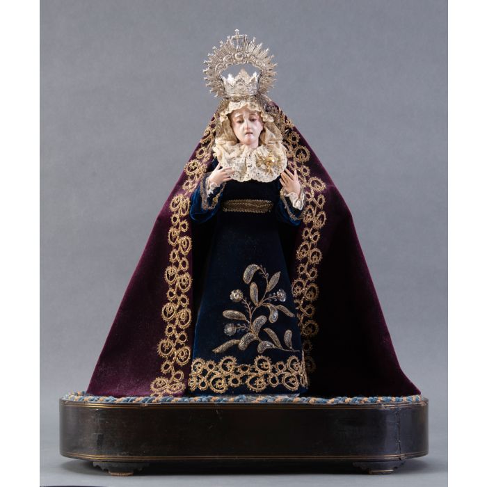 463-ESCUELA ANDALUZA S. XIX Dolorosa Talla de candelero para vestir en ...