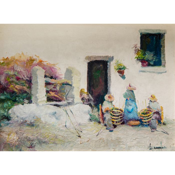 2289-ESCUELA ESPAÑOLA, S. XX “Puerta de pueblo” Óleo sobre tablex Medidas: 15 x 20 cm | Fernando ...