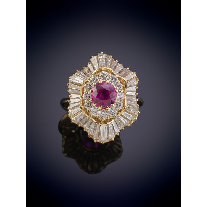 1030-IMPORTANTE SORTIJA CON UN RUBÍ DE 1,90CT NATURAL DE INTENSO COLOR ...