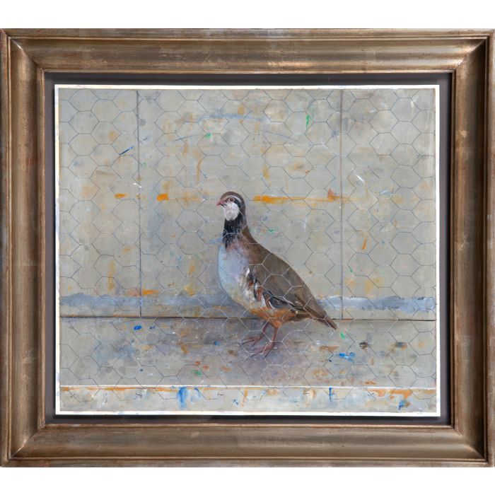 55-FLORENCIO GALINDO (Adanero 1947-Ávila 2016) Perdiz". Óleo sobre ...