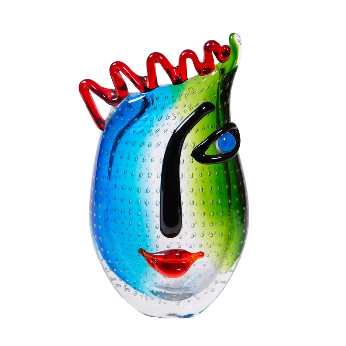 206-DISEÑO CONTEMPORÁNEO DE MURANO Cara picassiana con rizos ...