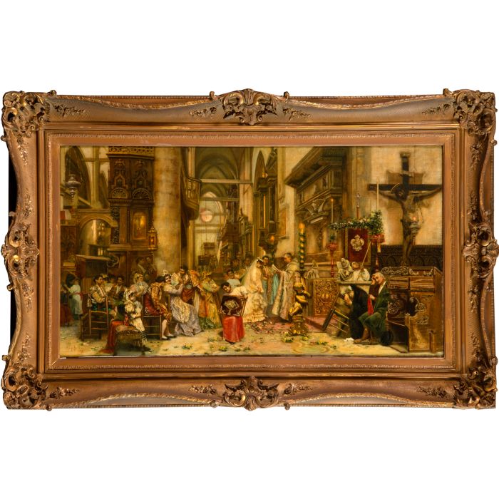 468-JOAQUÍN LUQUE ROSELLÓ (Málaga, 1860-Buenos Aires, 1936) "La boda ...